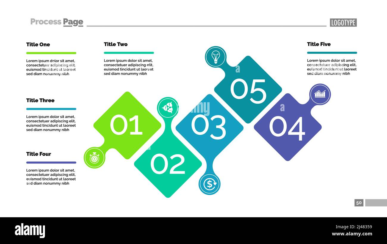Five steps project process chart template for presentation. Vector ...