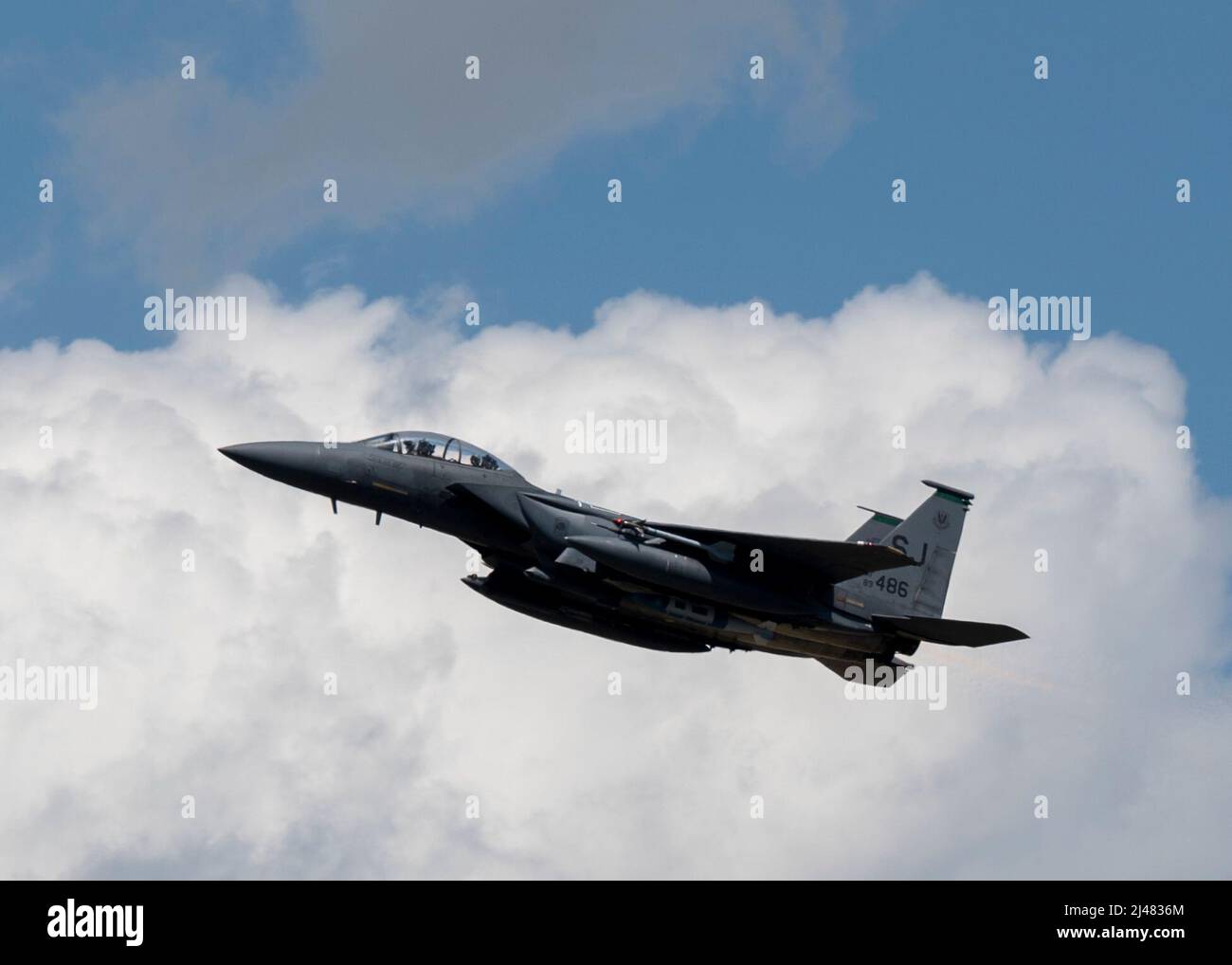An F-15E Strike Eagle assigned to the 335th Fighter Squadron takes off ...
