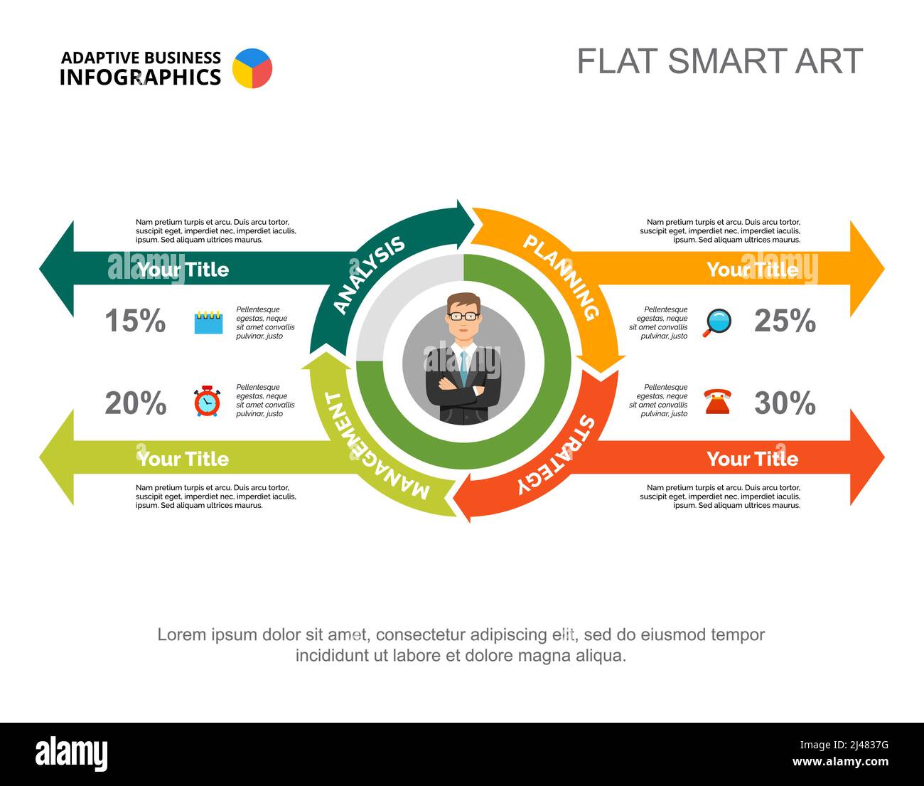 Four options statistics percentage chart template. Business data ...