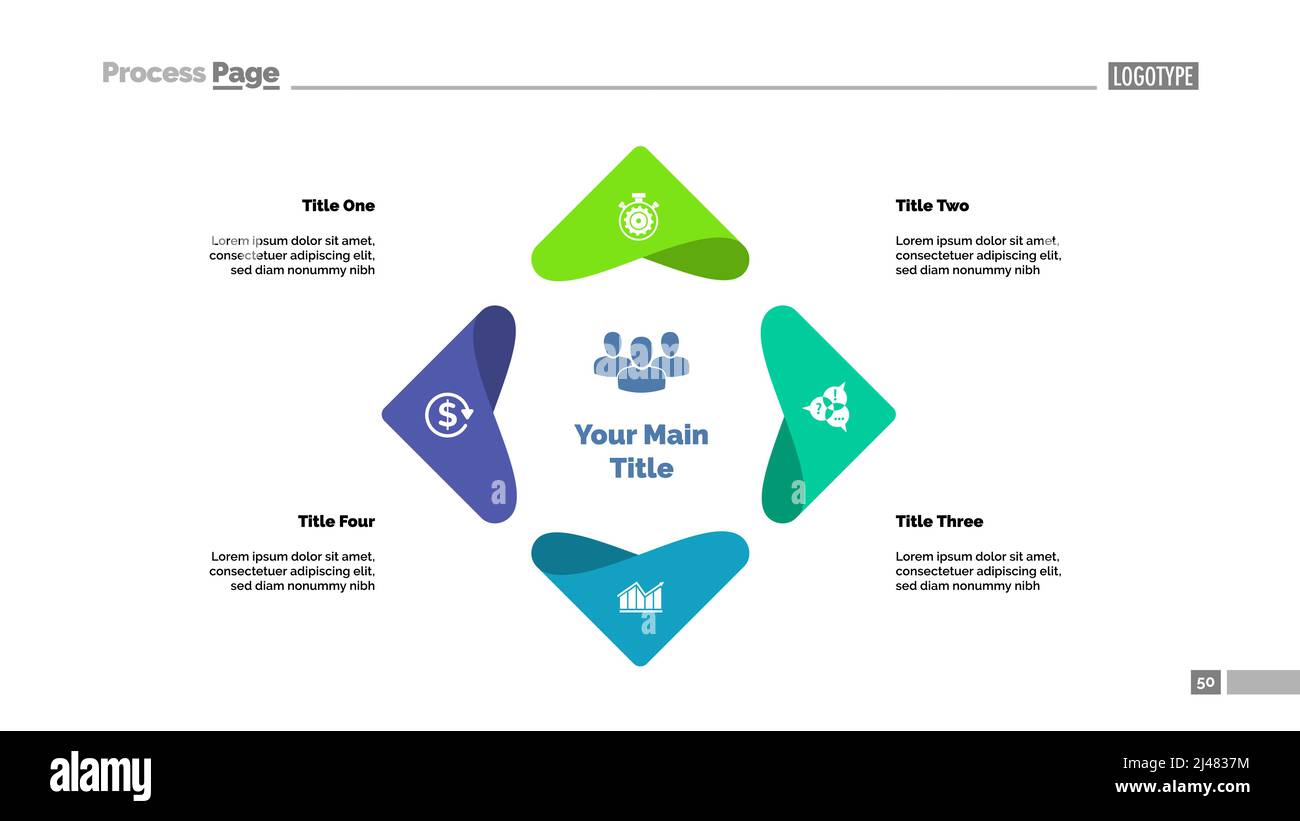 Four points process chart template. Business data visualization ...