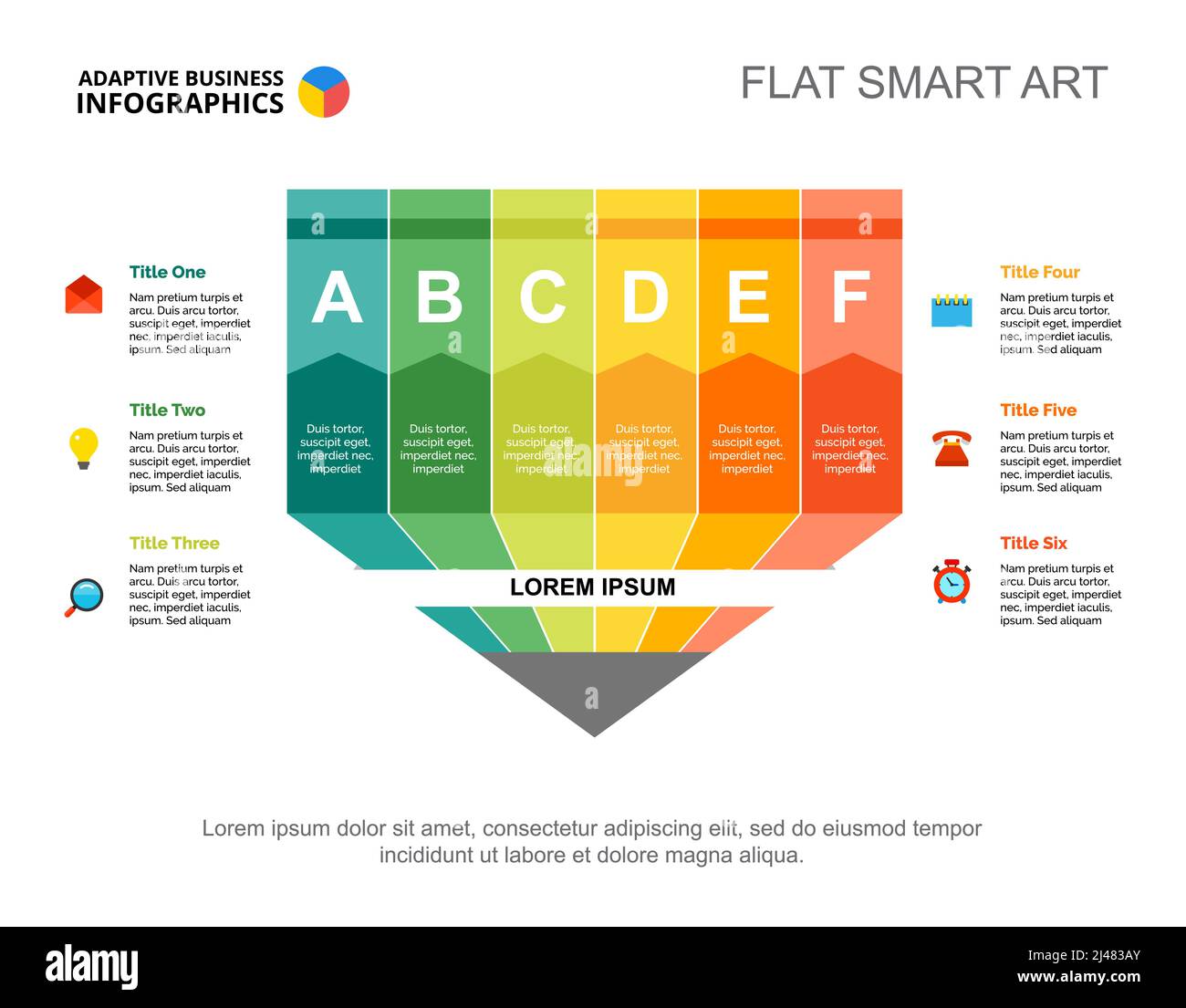 Six colors pencil process chart template for presentation. Vector ...
