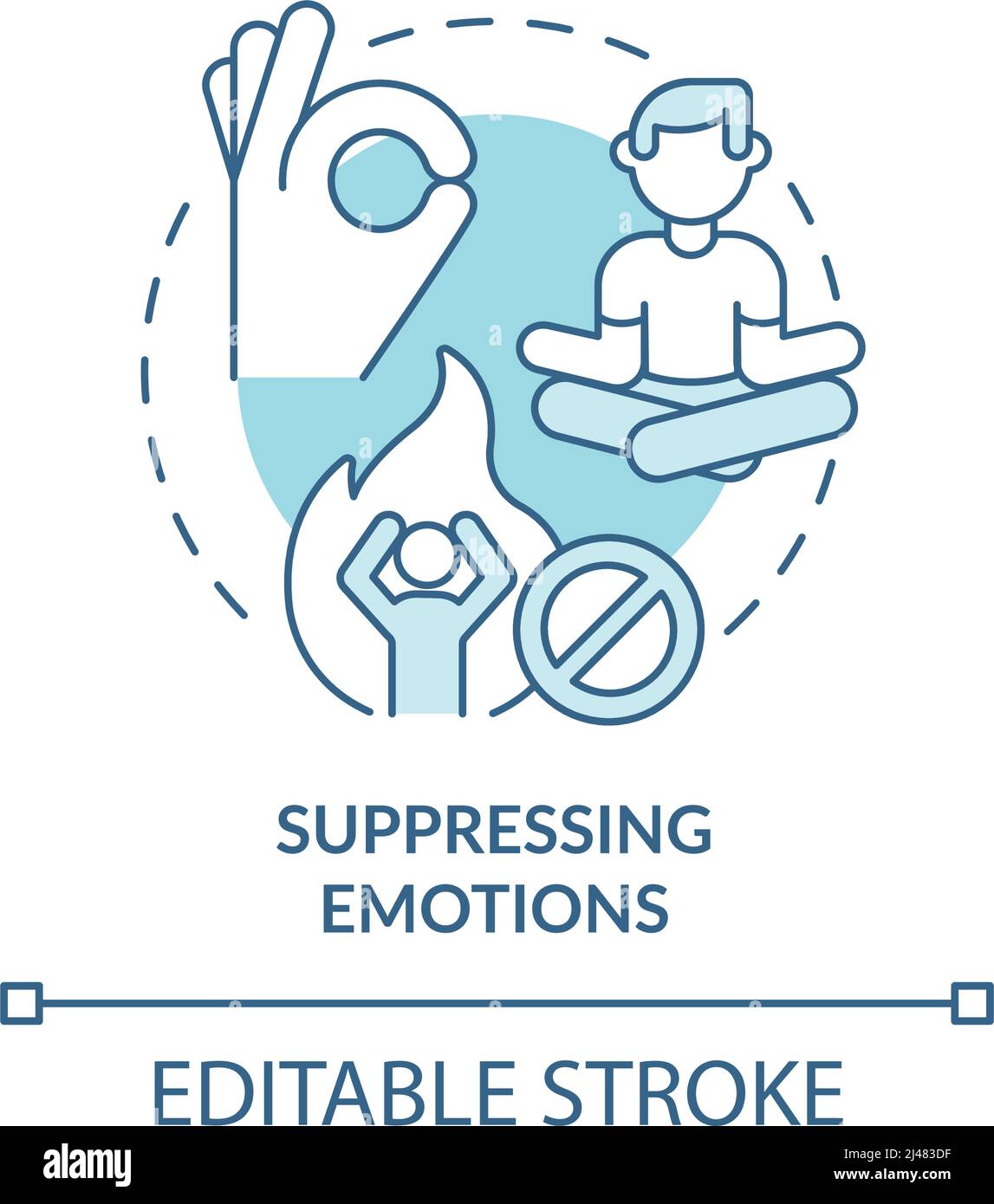 Suppressing emotions turquoise concept icon Stock Vector Image & Art ...