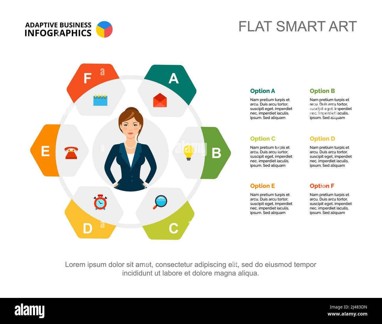 Six steps work process chart template for presentation. Business data ...