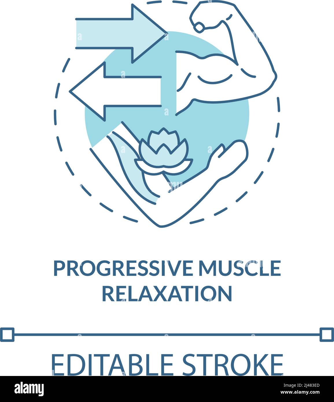Progressive muscle relaxation turquoise concept icon Stock Vector Image ...