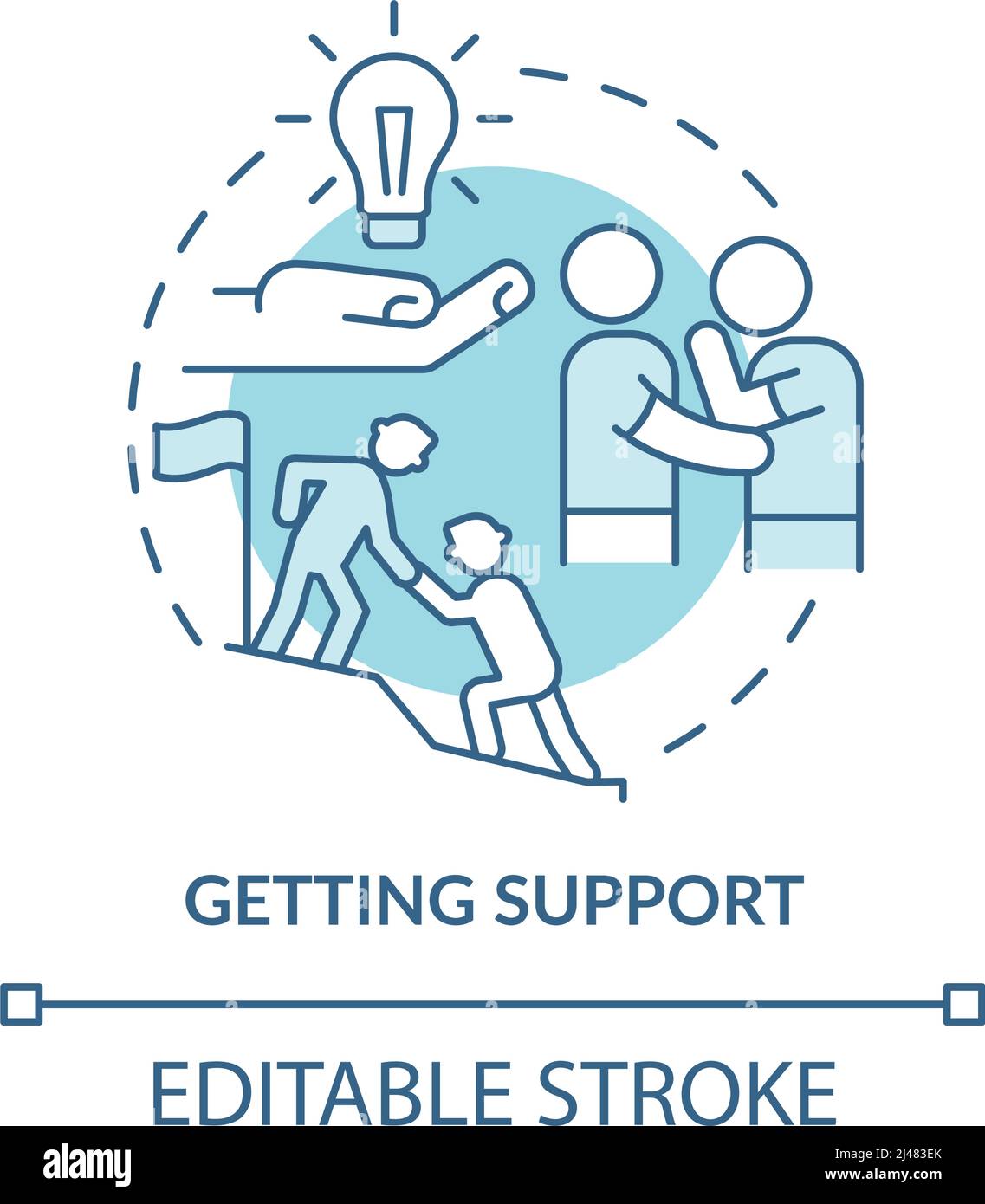 Getting support turquoise concept icon Stock Vector Image & Art - Alamy