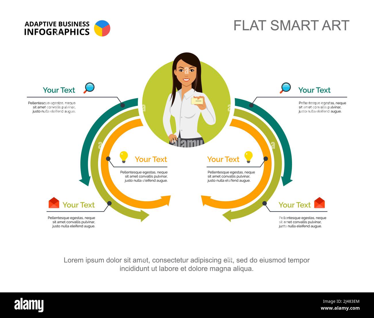 Six points process chart template for presentation. Vector illustration ...