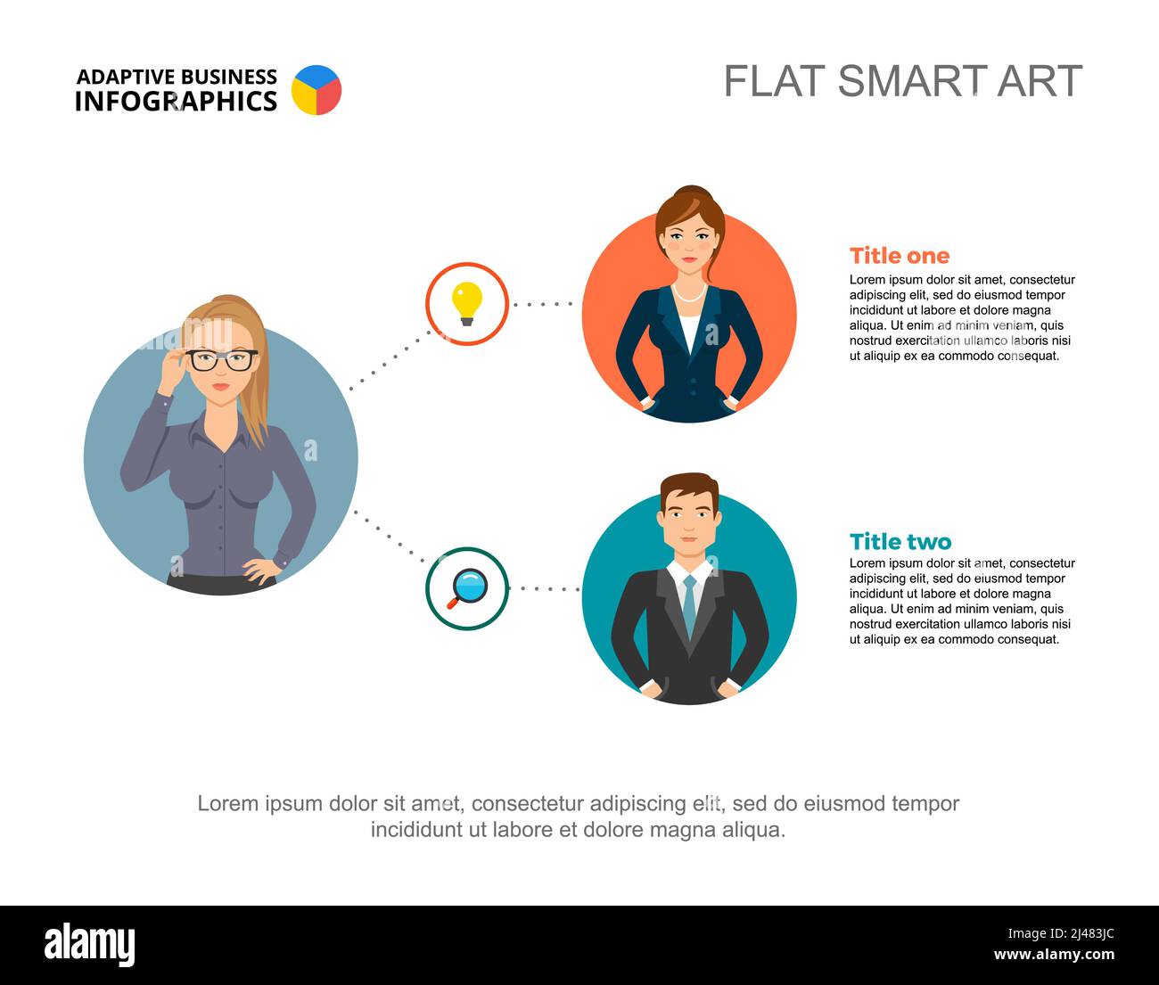 Horizontal flow diagram with two elements. Editable template for tree ...