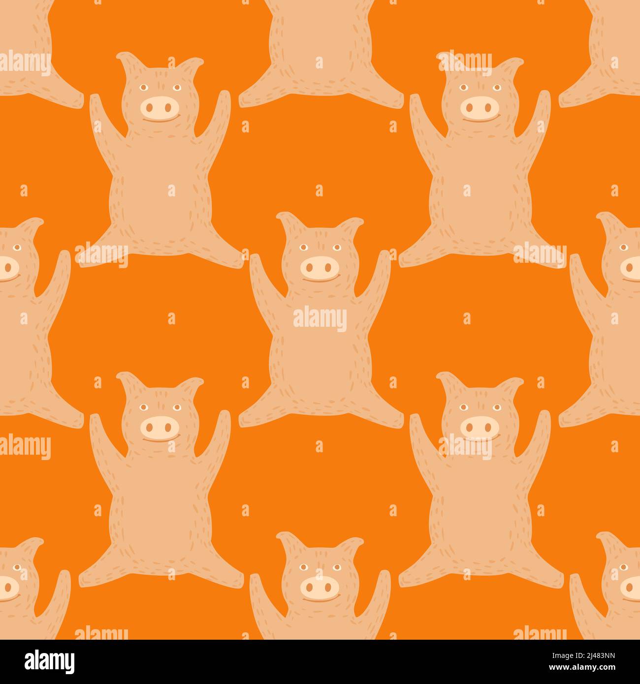 Seamless pattern cute pigs. Background of chubby piggy in doodle style ...