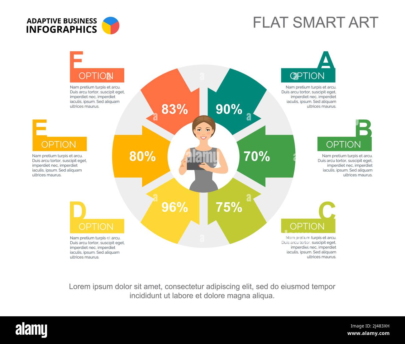 Six options business success chart template for presentation. Business ...
