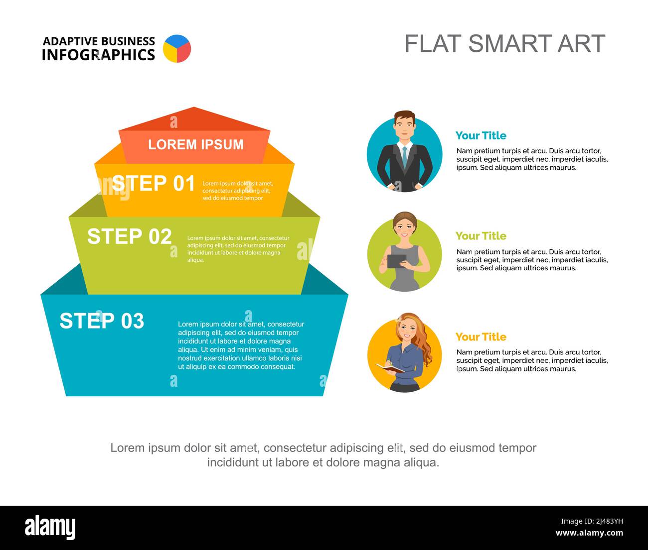 Three steps marketing process chart template for presentation. Business ...
