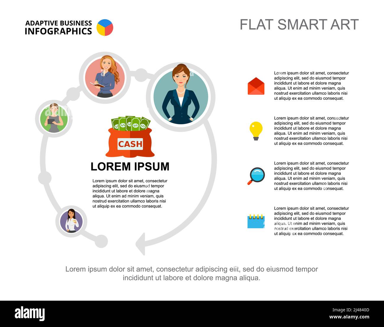 Four financial options process chart template. Business data. Abstract elements of diagram ...
