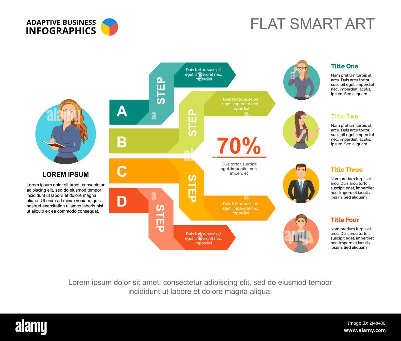 Four options progress percentage chart template for presentation. Business data. Abstract ...