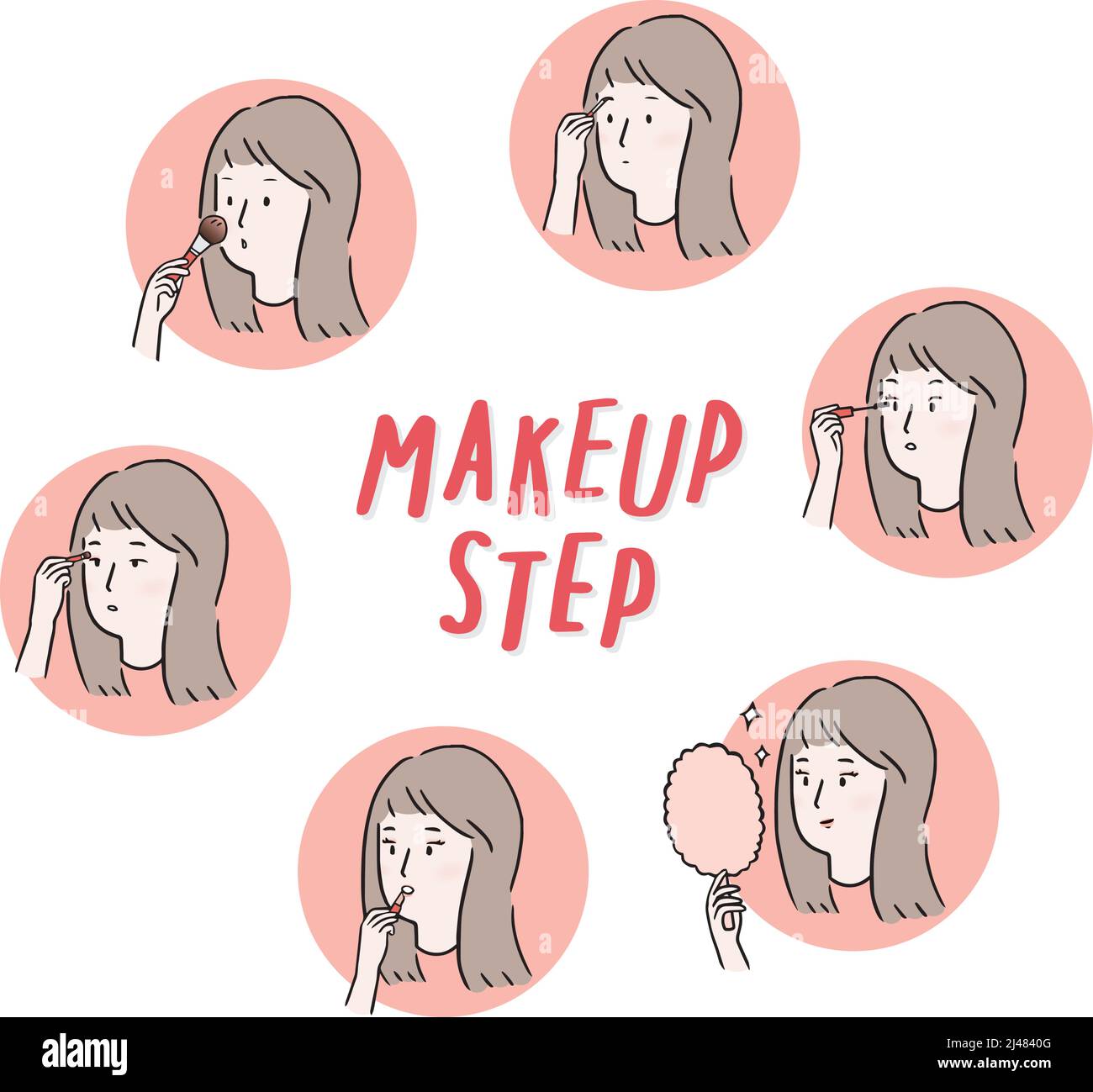 Hand drawn vector illustration of step to make up set. Woman Makeup ...