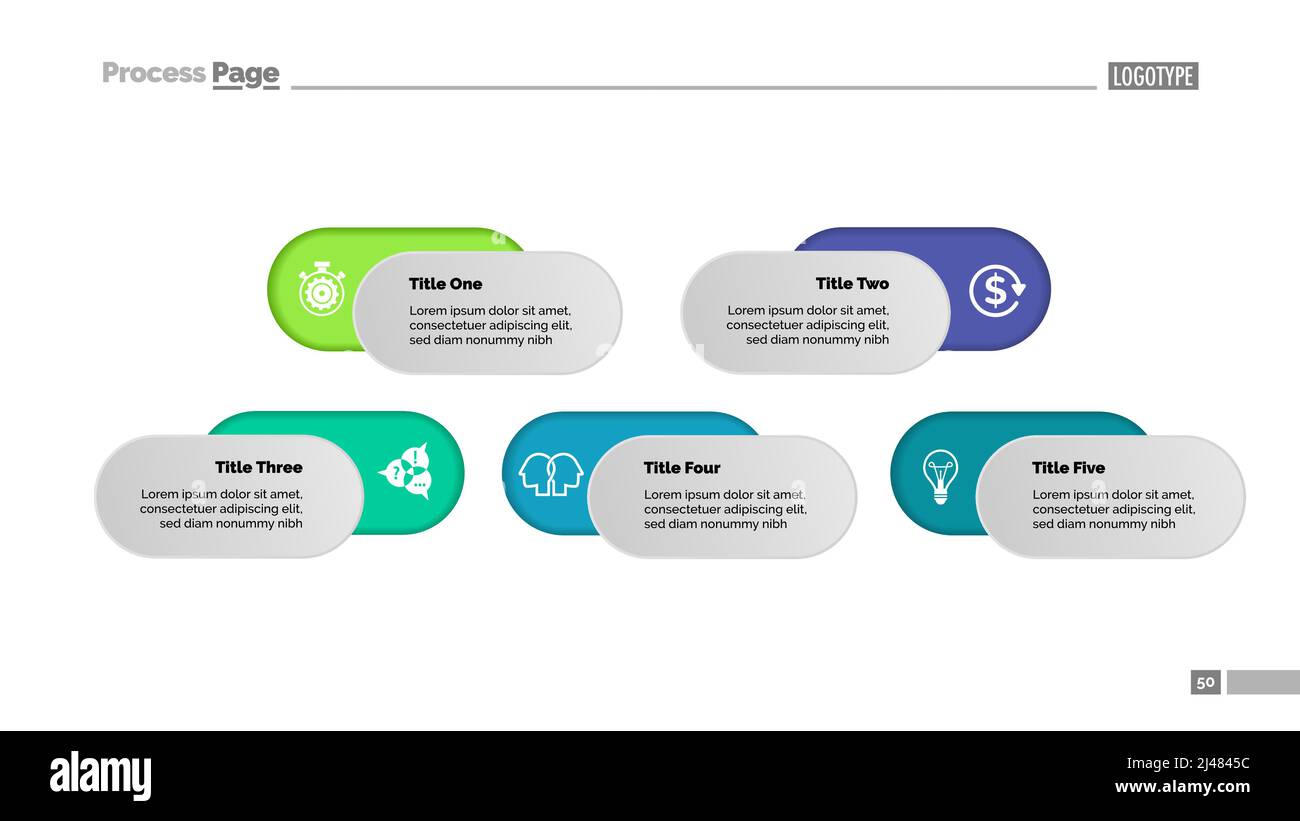 Five options solution process chart template for presentation. Business ...