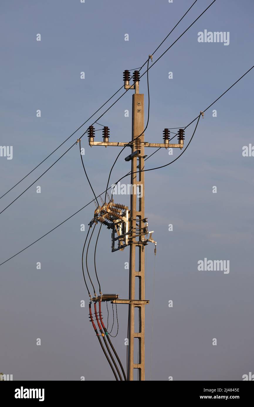 Electric line column Stock Photo - Alamy