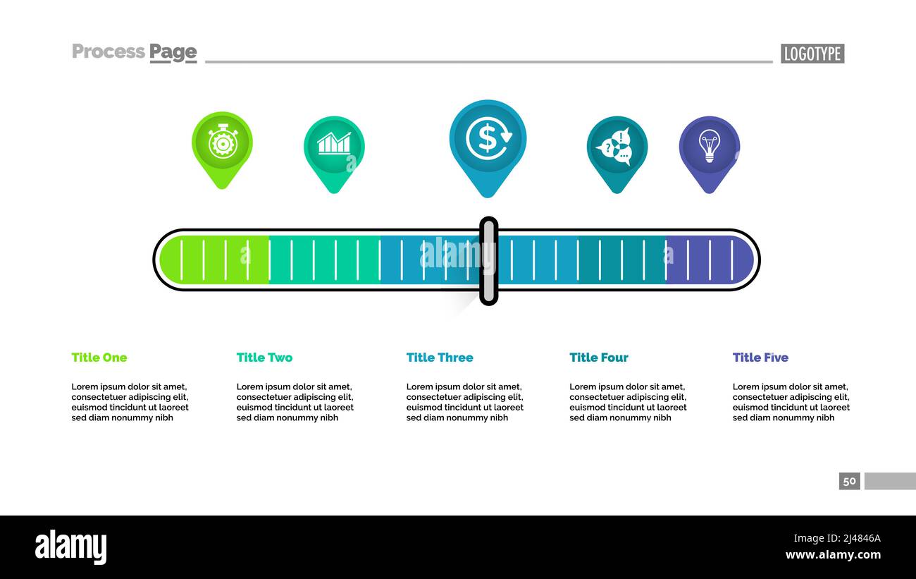 Five pointers scale metaphor process chart template for presentation ...