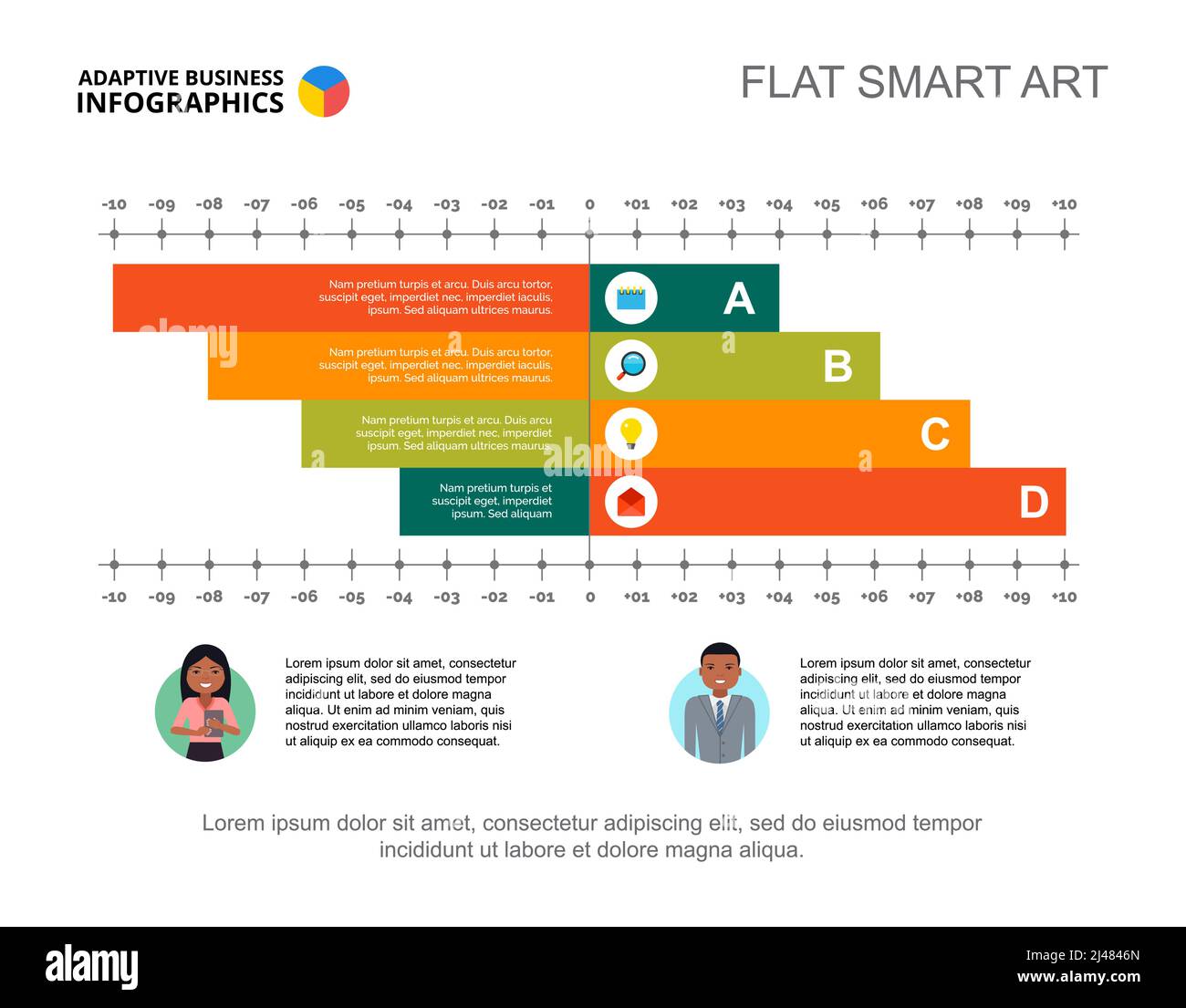 Four bar horizontal diagram. Editable template with scale. Creative ...