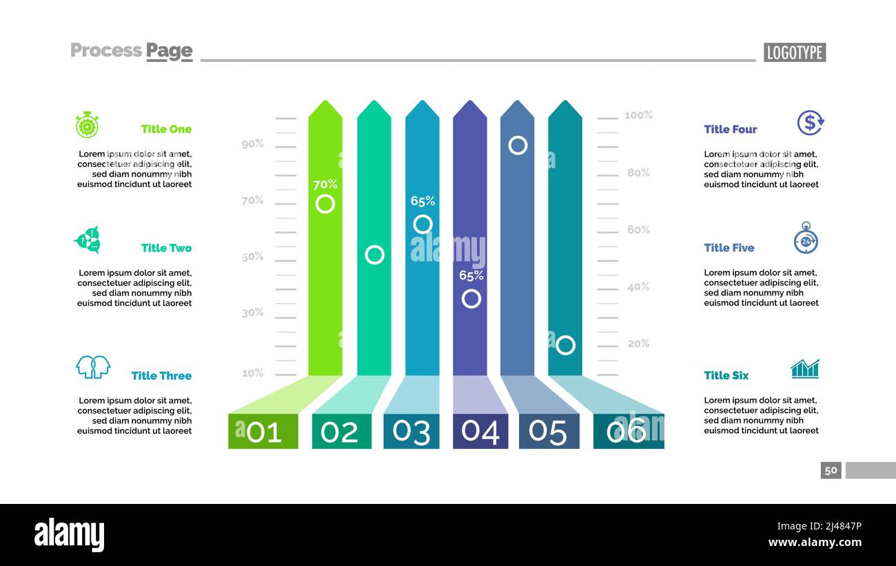 Six options bar chart template for presentation. Vector illustration ...