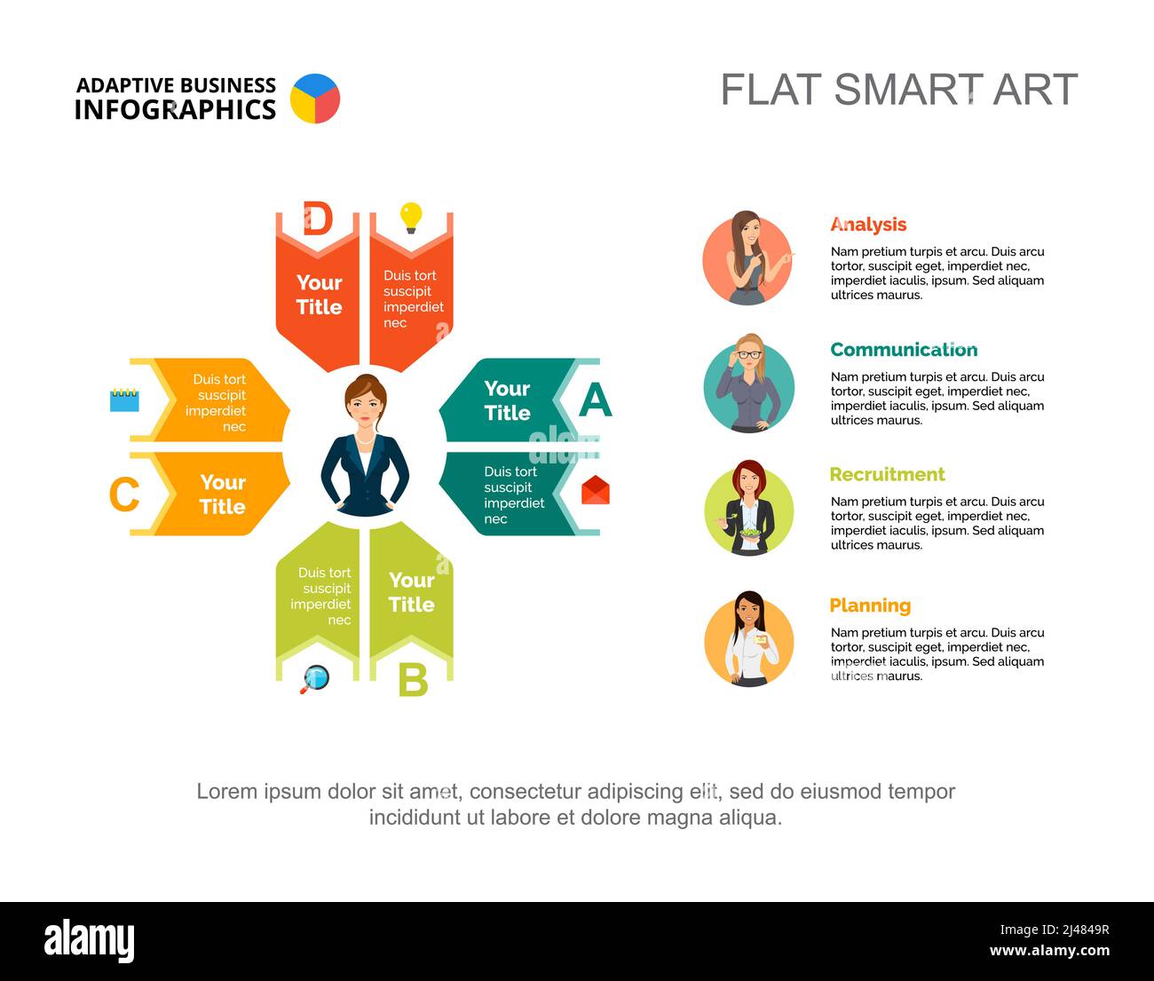 Four ideas process chart template for presentation. Business data ...