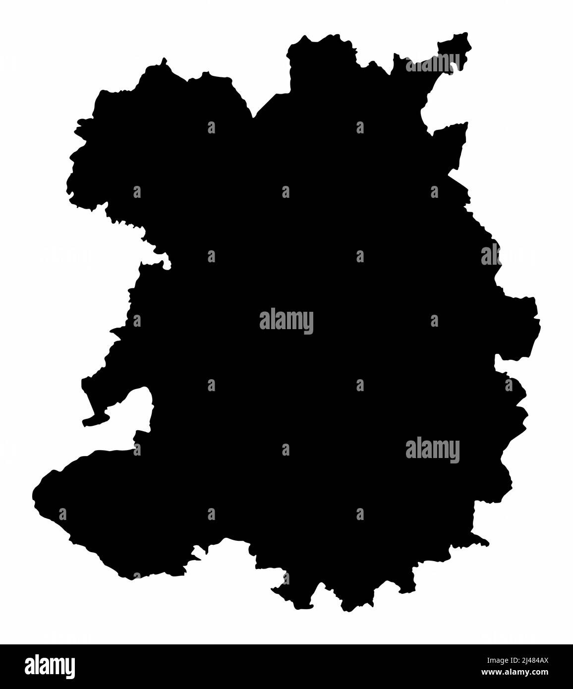 Shropshire county, silhouette map isolated on white background, England ...