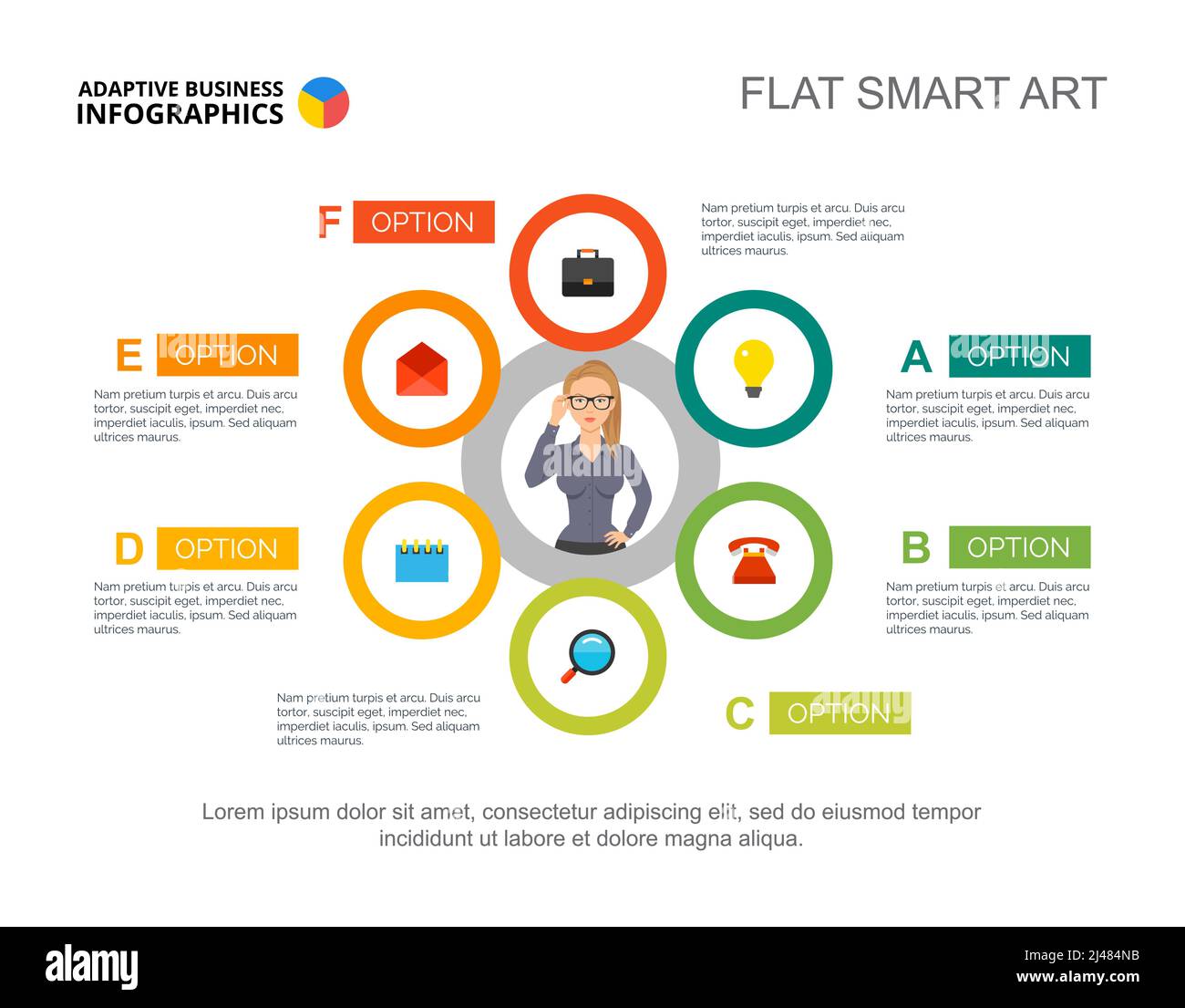 Six options plan process chart template for presentation. Vector ...