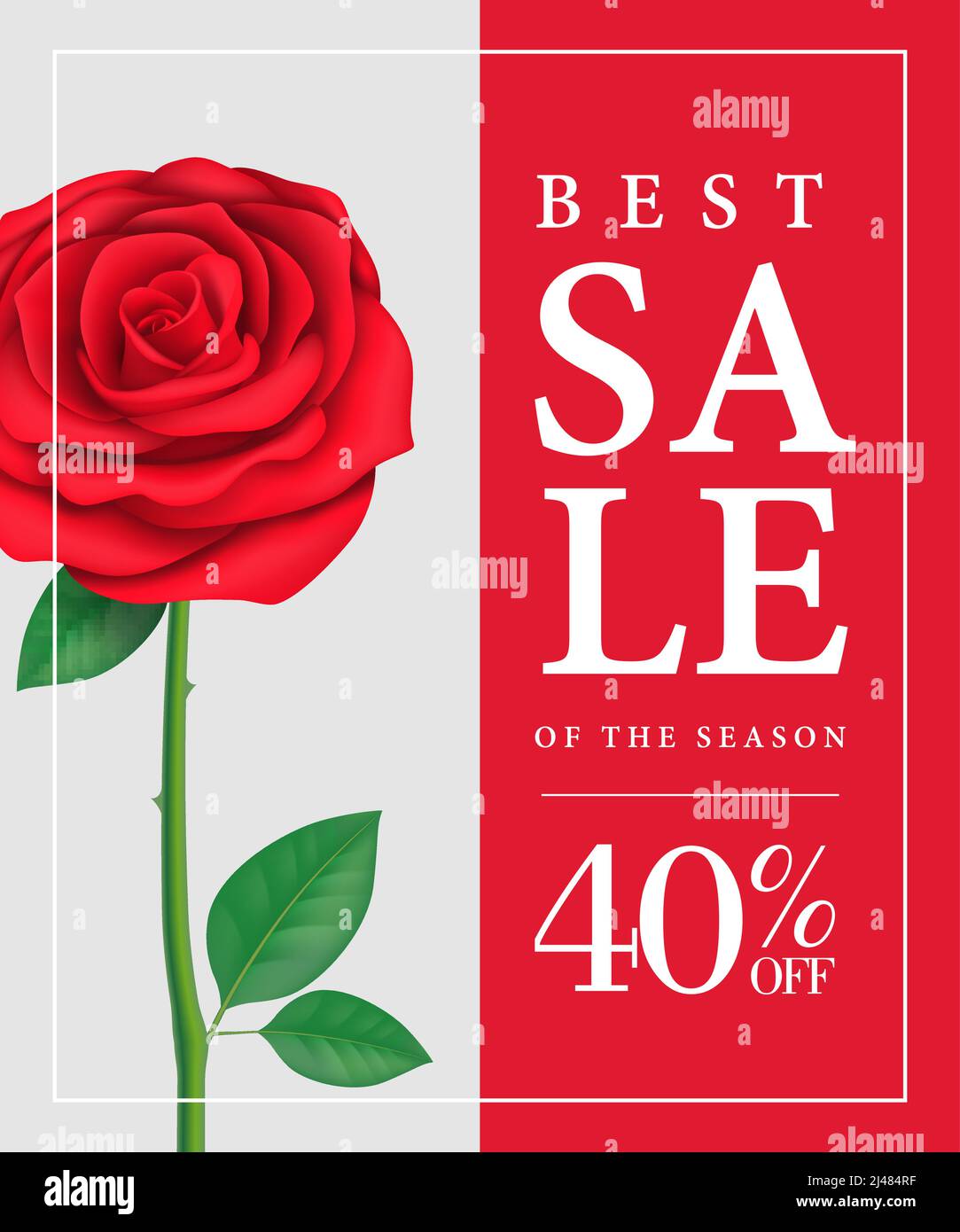 Best sale of season, forty percent off poster design with red rose ...