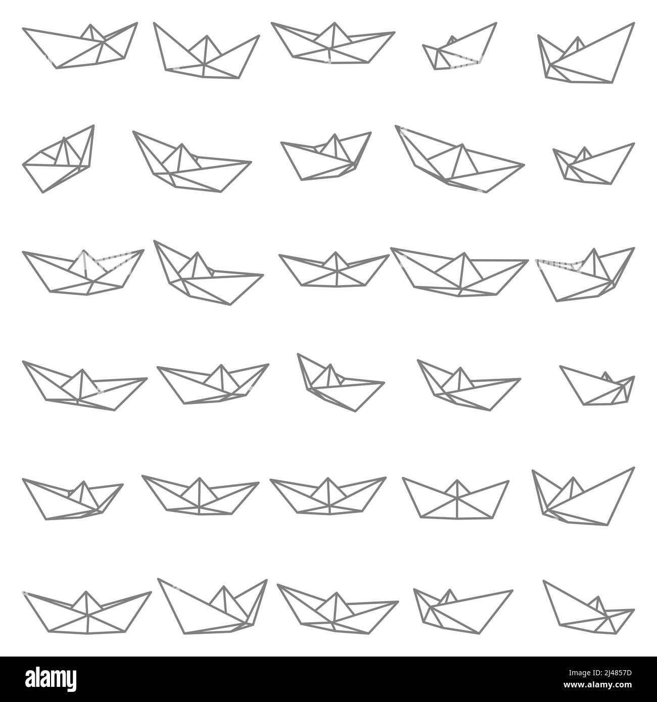 Set of vector illustrations of paper boat icons. Outline simple craft ...