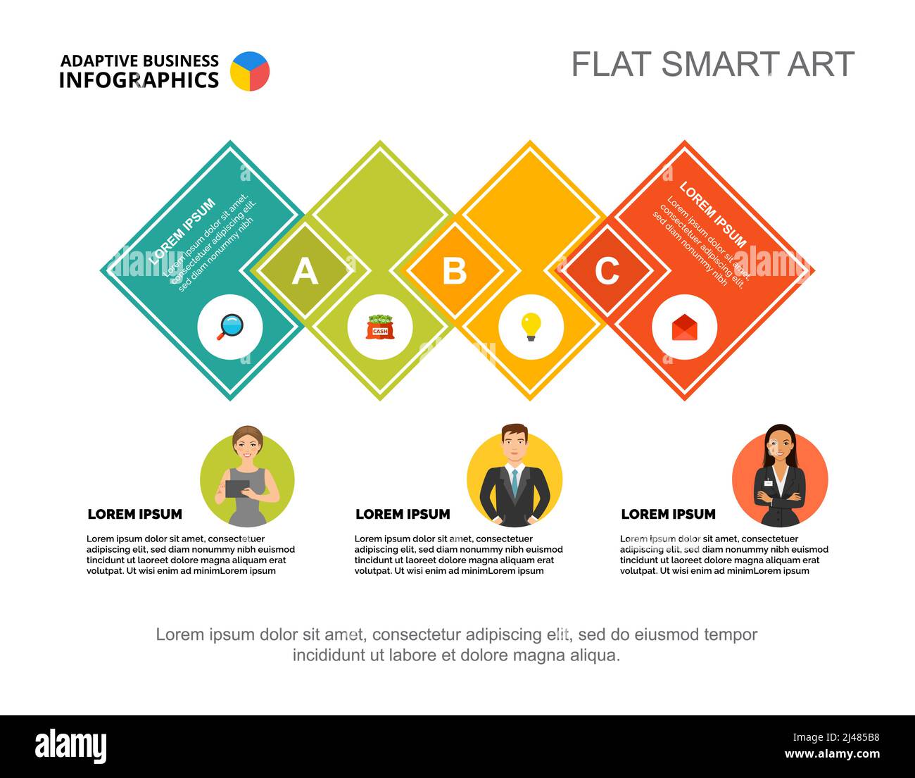 Three options workflow process chart template for presentation ...