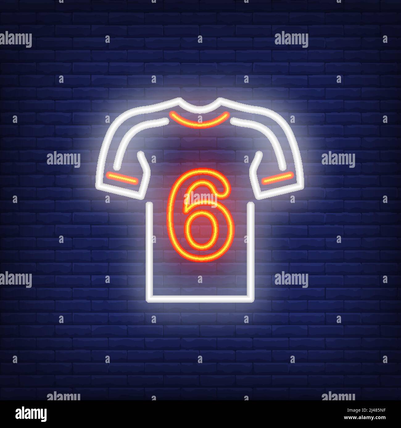 Football kit with player number on brick background. Neon style ...