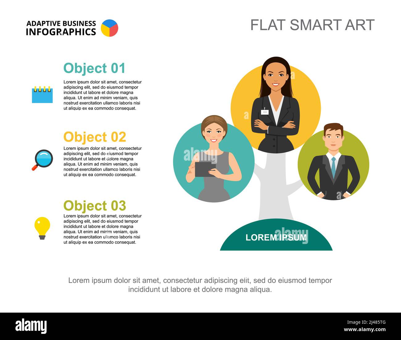 Three employees process chart template for presentation. Vector ...