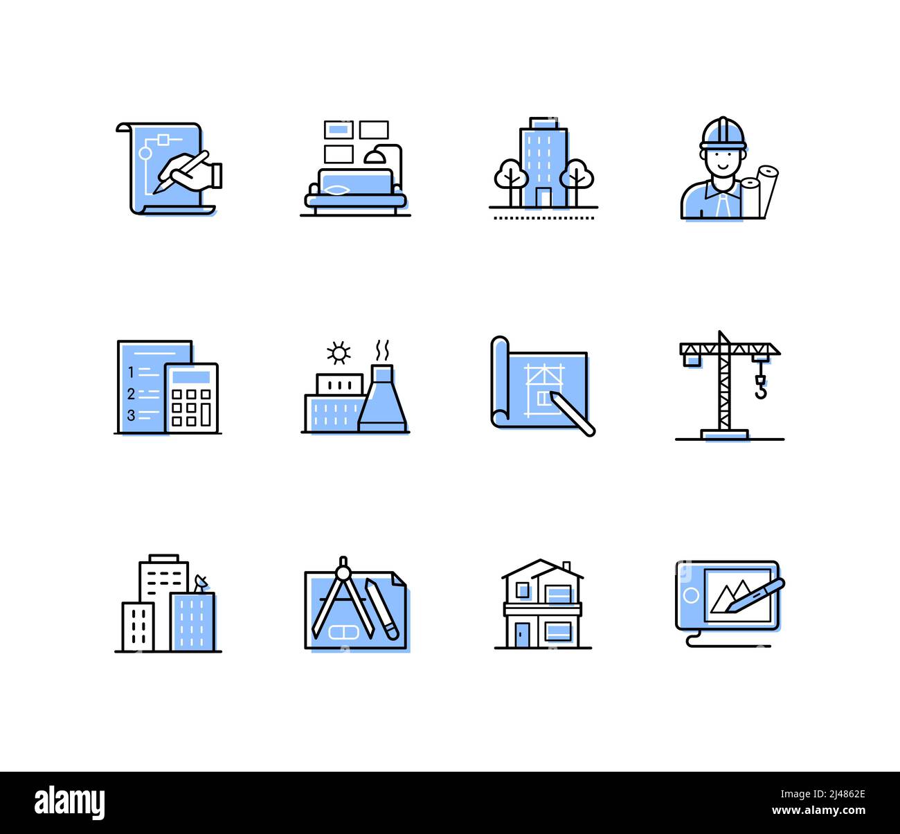 Building and construction - modern line design style icons set Stock ...