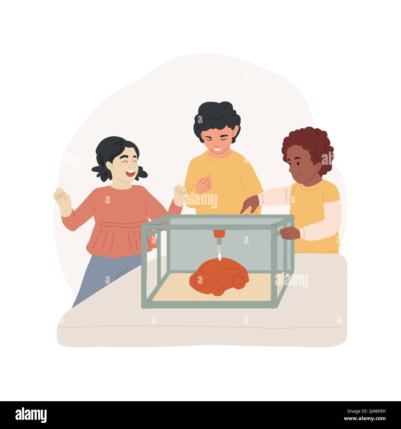 3d printing class isolated cartoon vector illustration. 3d printer, day ...