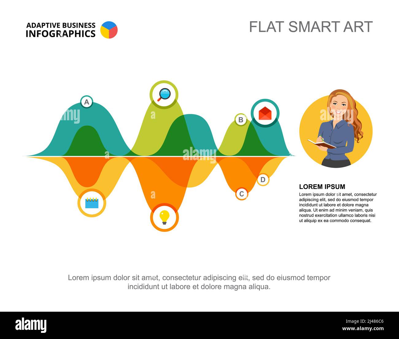 Analyst and line chart template for presentation. Business data ...