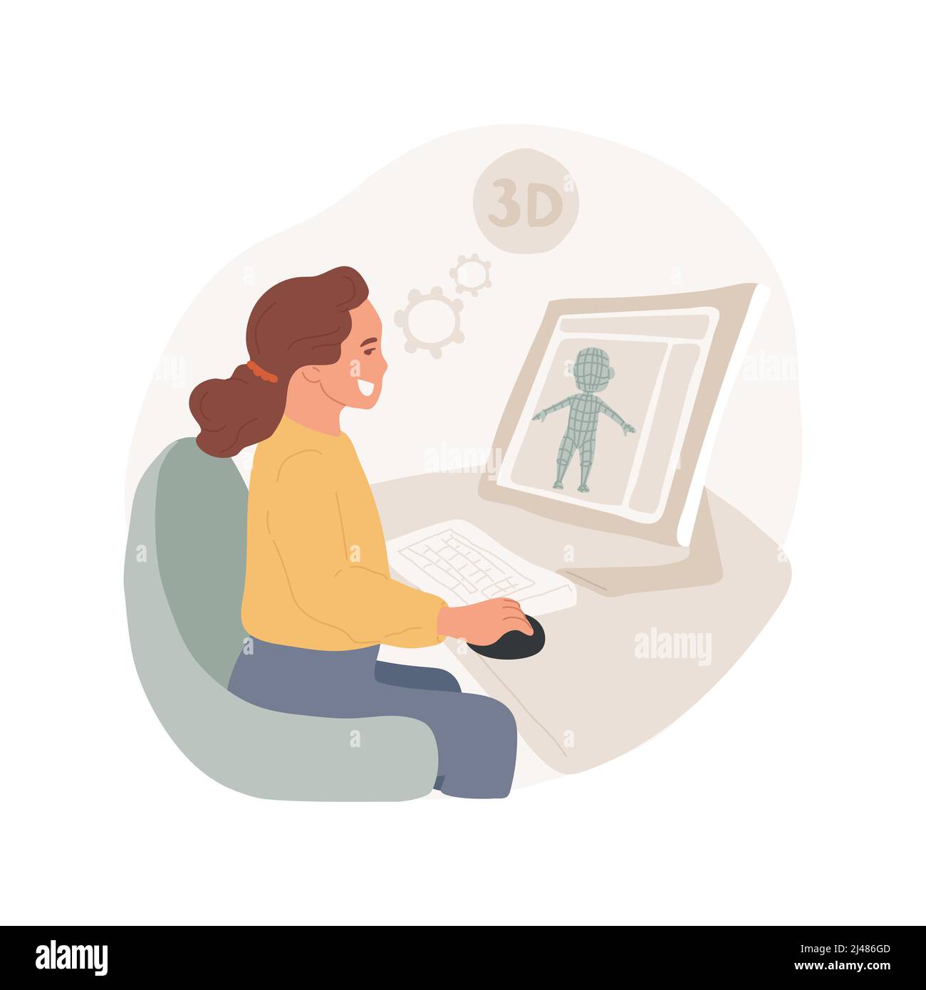 Graphic design online class isolated cartoon vector illustration. 3D ...