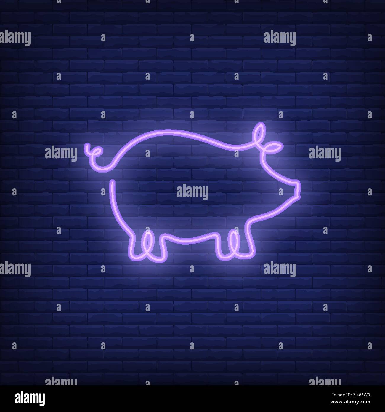 Pig shape neon sign template. Night bright advertisement. Vector ...