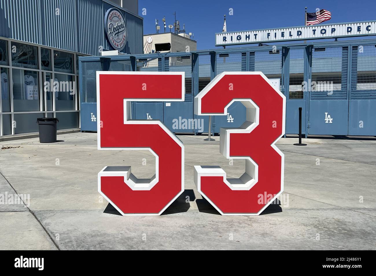 The No. 53 of former Los Angeles Dodgers pitcher Don Drysdale at the ...