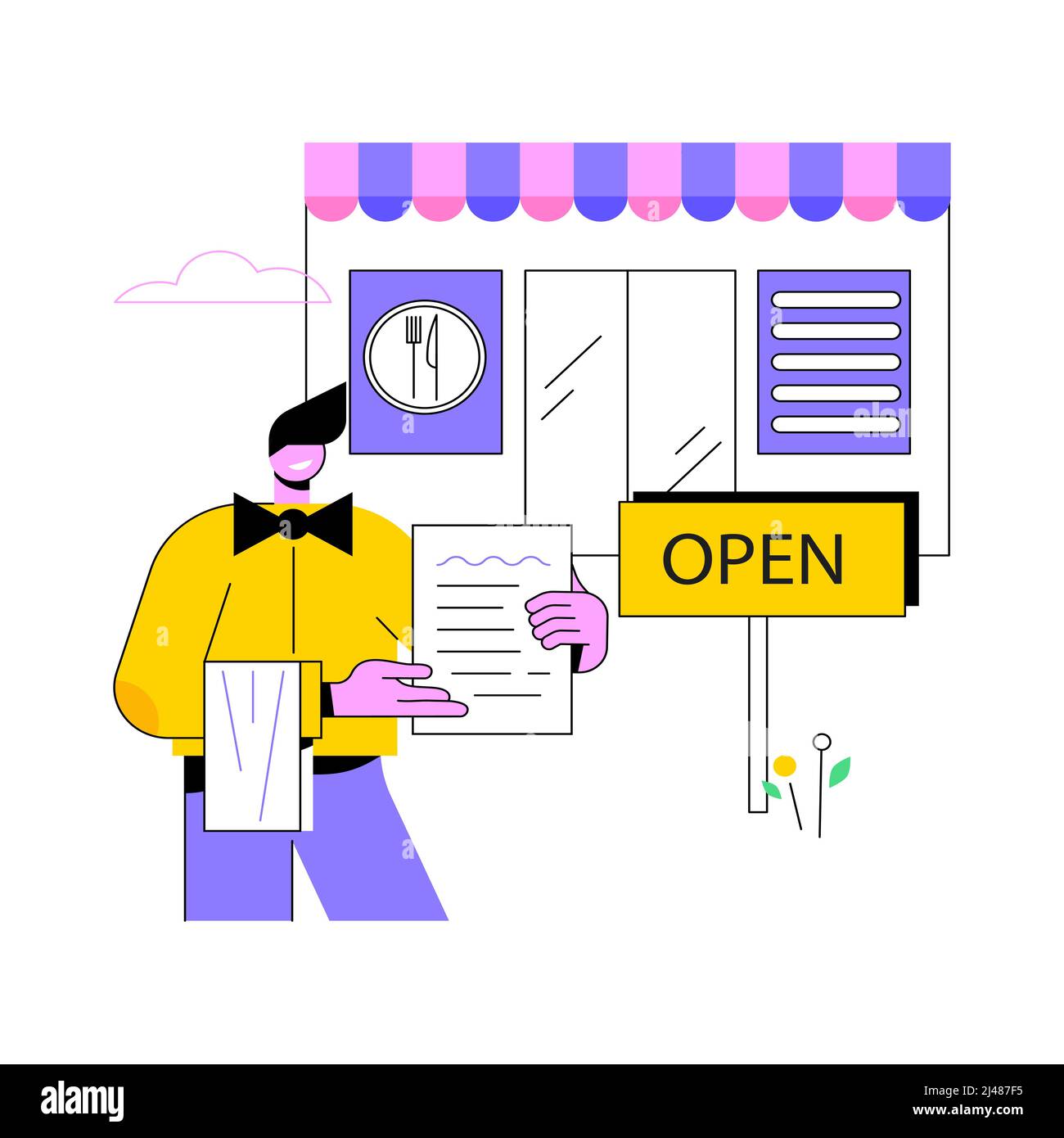 Restaurants reopening abstract concept vector illustration. Pandemic ...