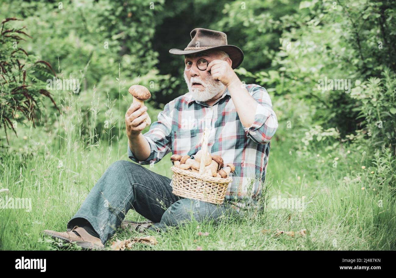 Happy Grandfather - summer and hobbies. Old man walking. Grandpa ...