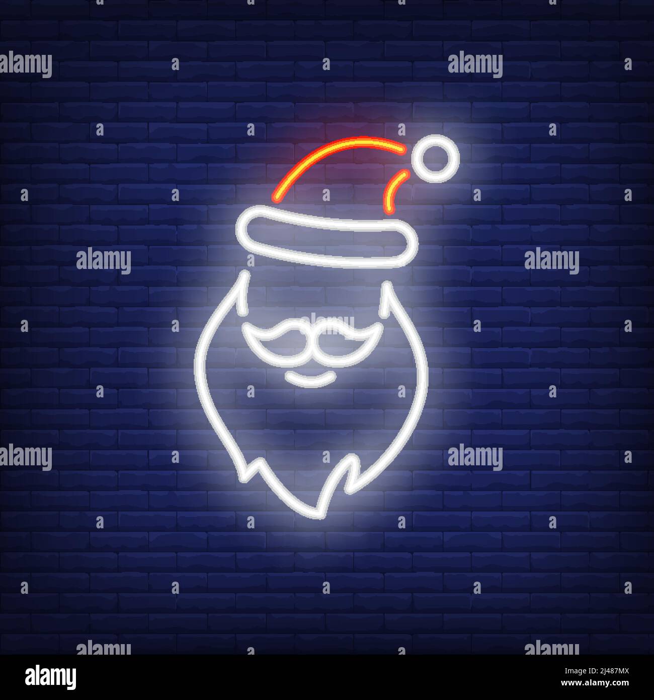 Neon Santa Claus shape. Festive sign element. Christmas concept for ...