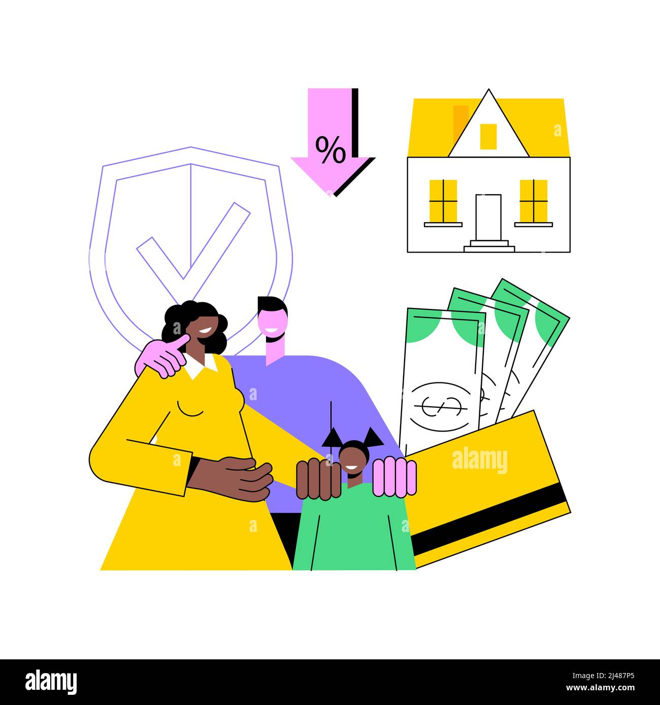 Mortgage relief program abstract concept vector illustration. Reduce or ...