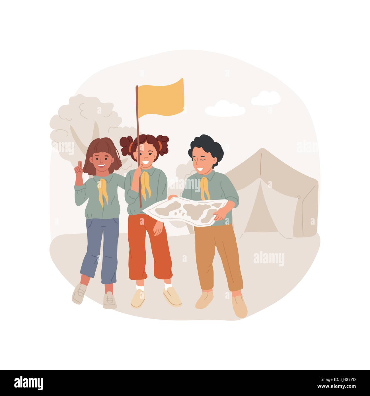 Wilderness survival camp isolated cartoon vector illustration. Scouts ...