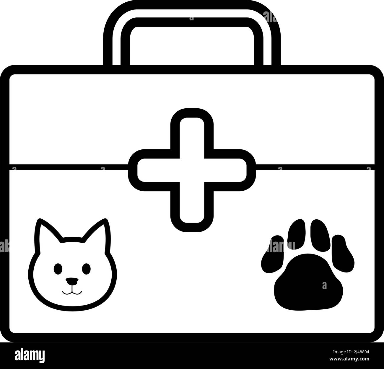 An icon of a first aid box with a white cat, paw, and hospital sign ...