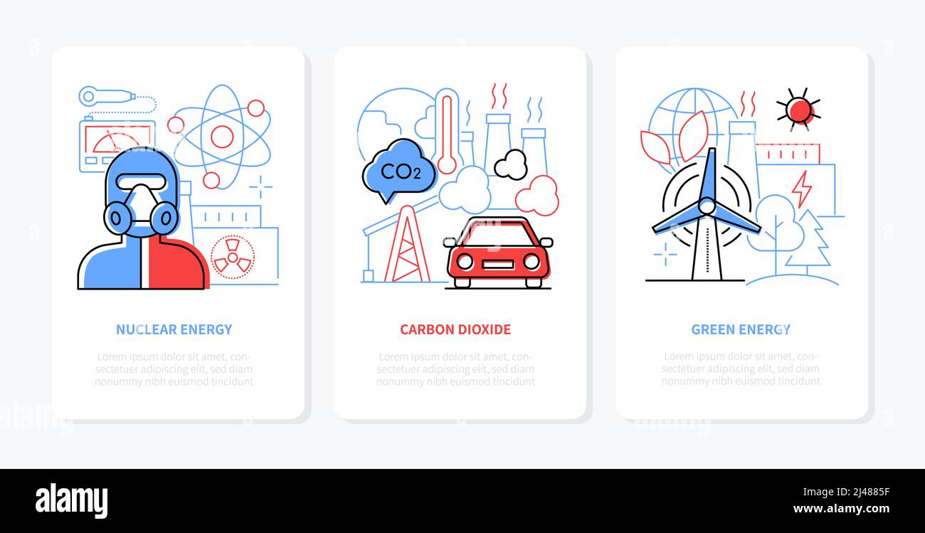 Nuclear and green energy - line design style banners set Stock Vector ...