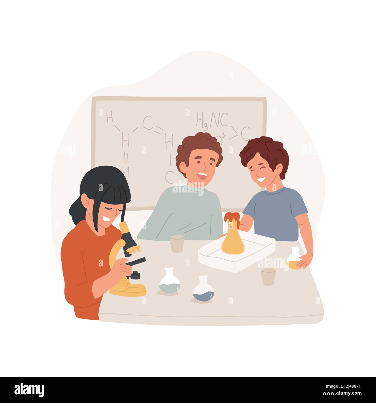 Science class isolated cartoon vector illustration. Children research ...