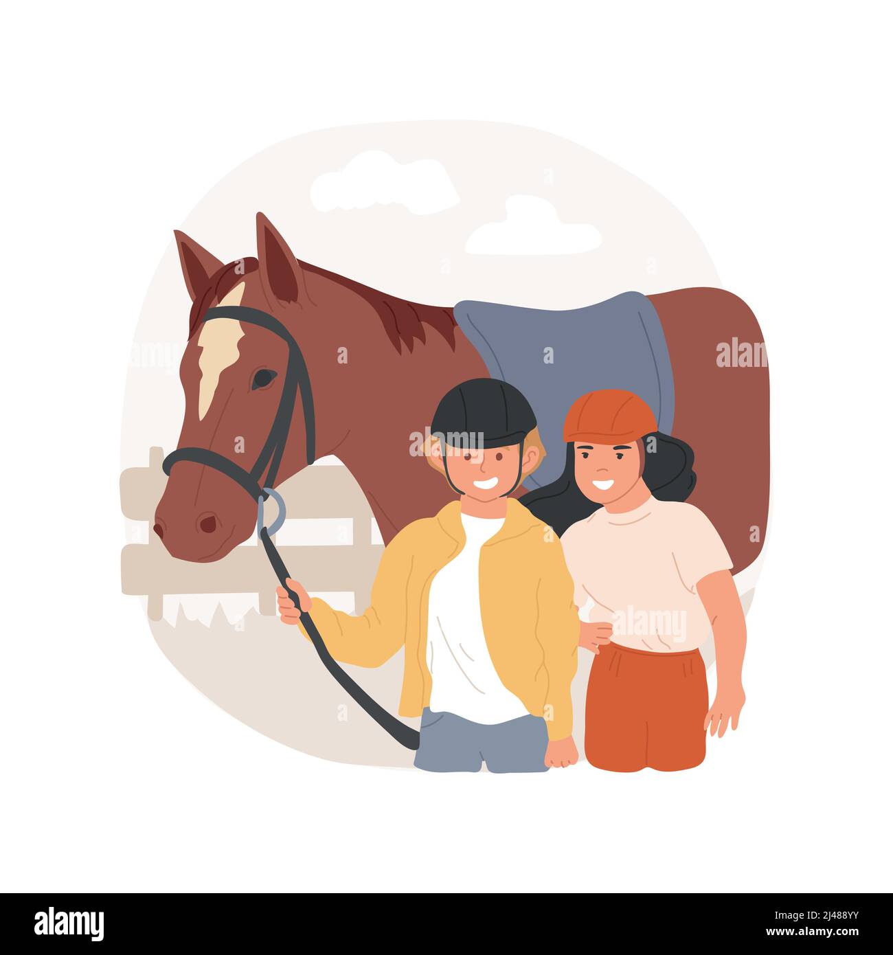 Horse back riding camp isolated cartoon vector illustration. Animal ...