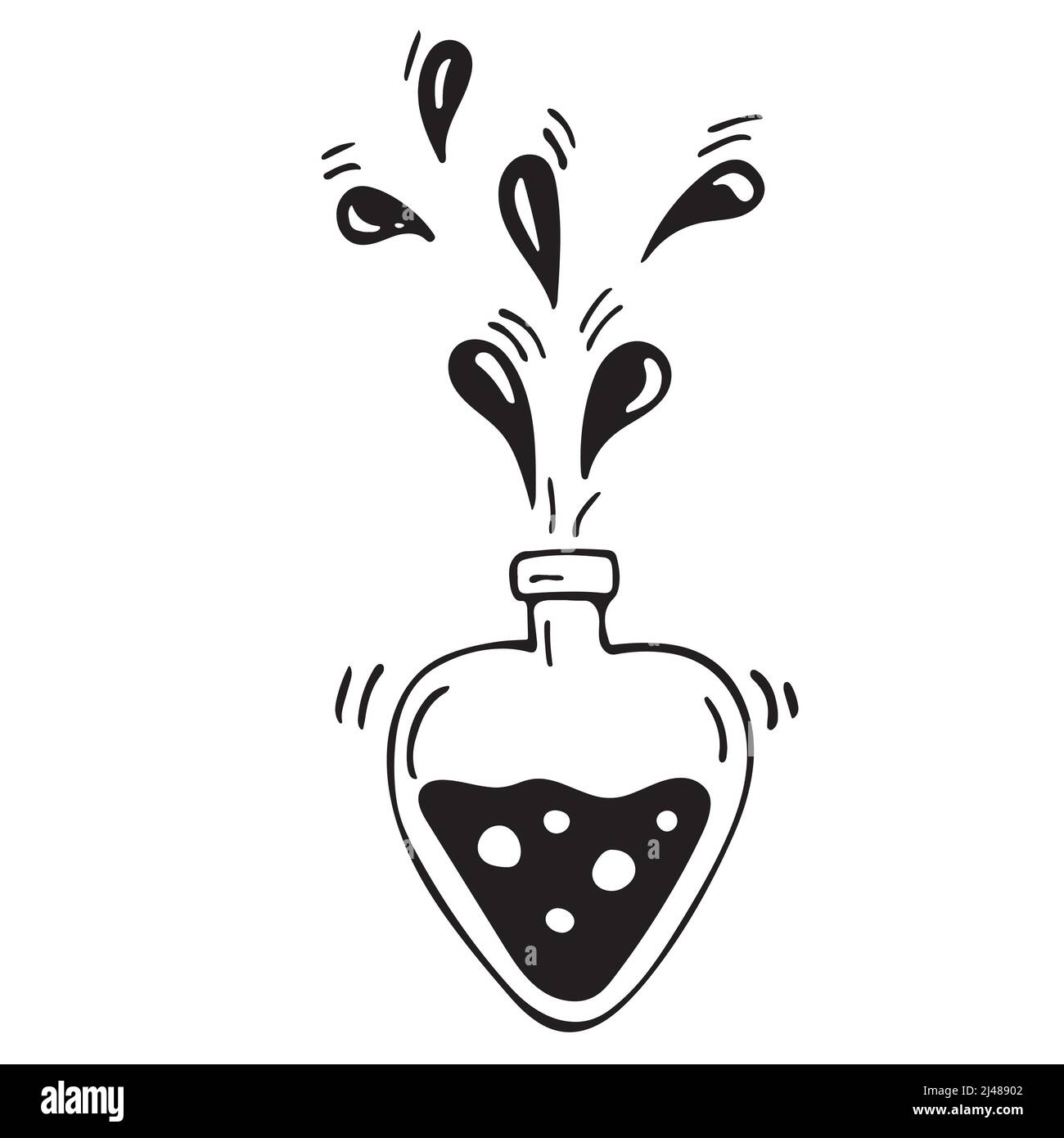 Vector doodle bottle of magic potion. Hand drawn illustration Stock ...