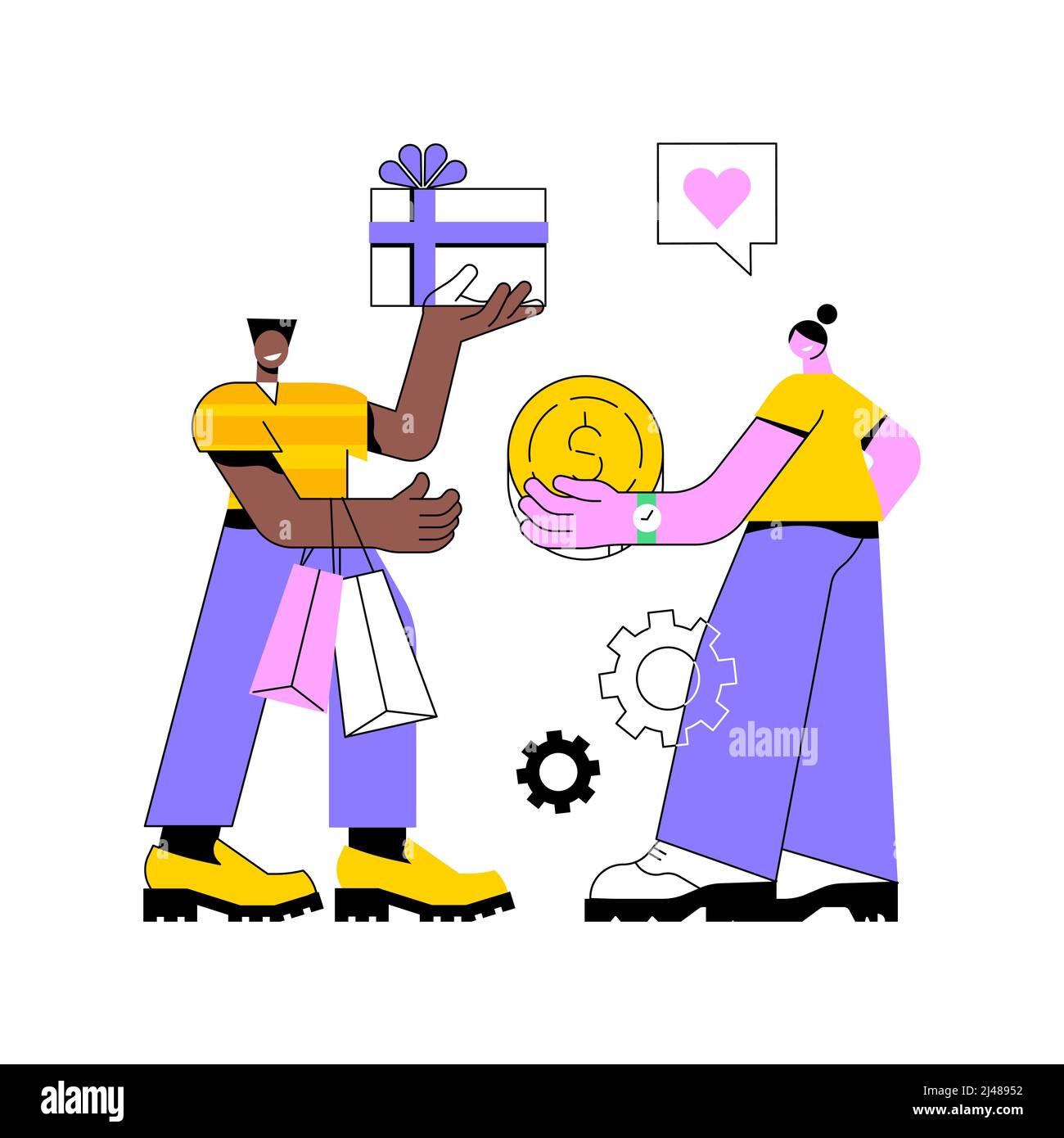 Face-to-face selling abstract concept vector illustration. Retail shop ...