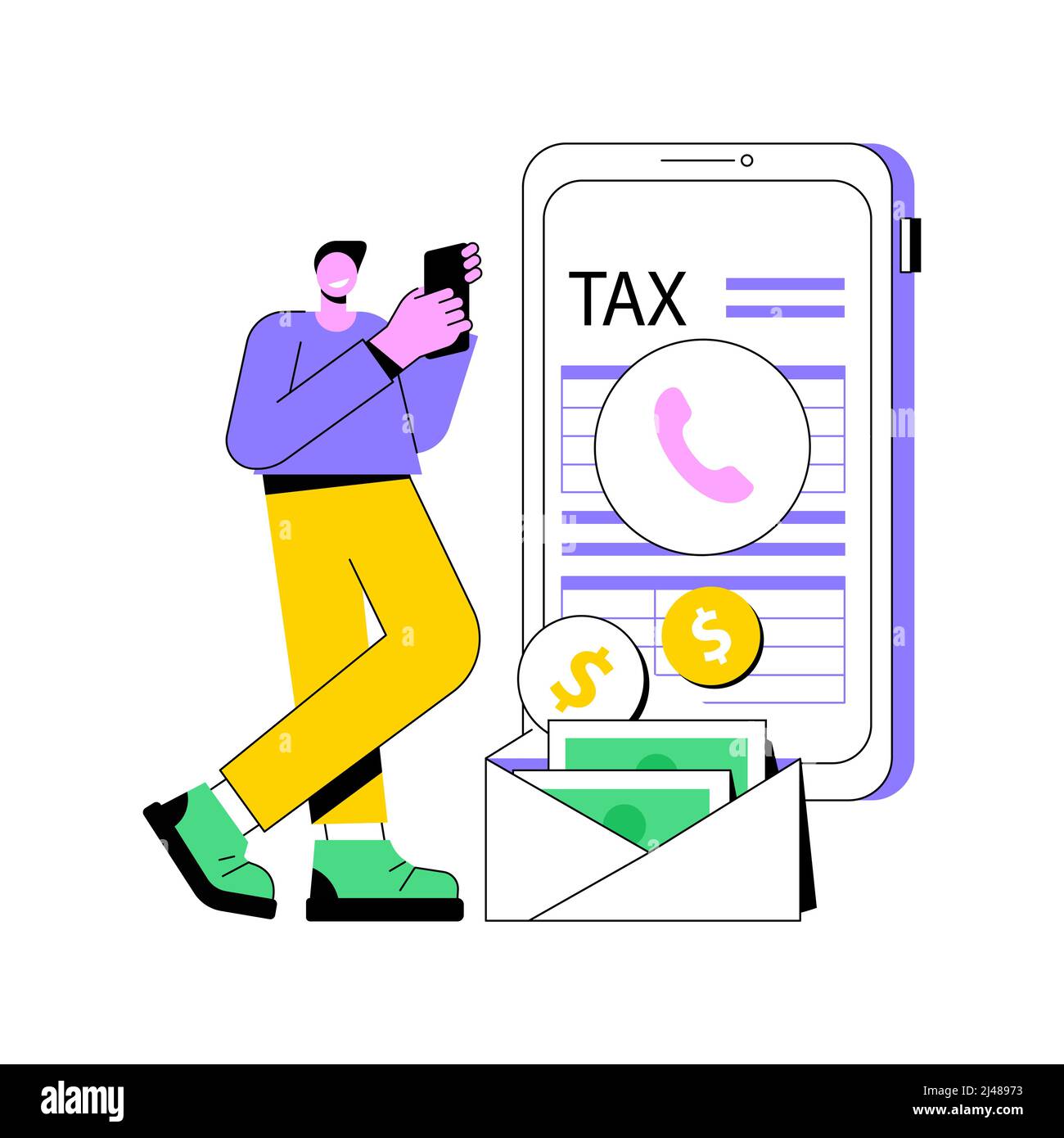 Phone tax filing abstract concept vector illustration. File your return ...