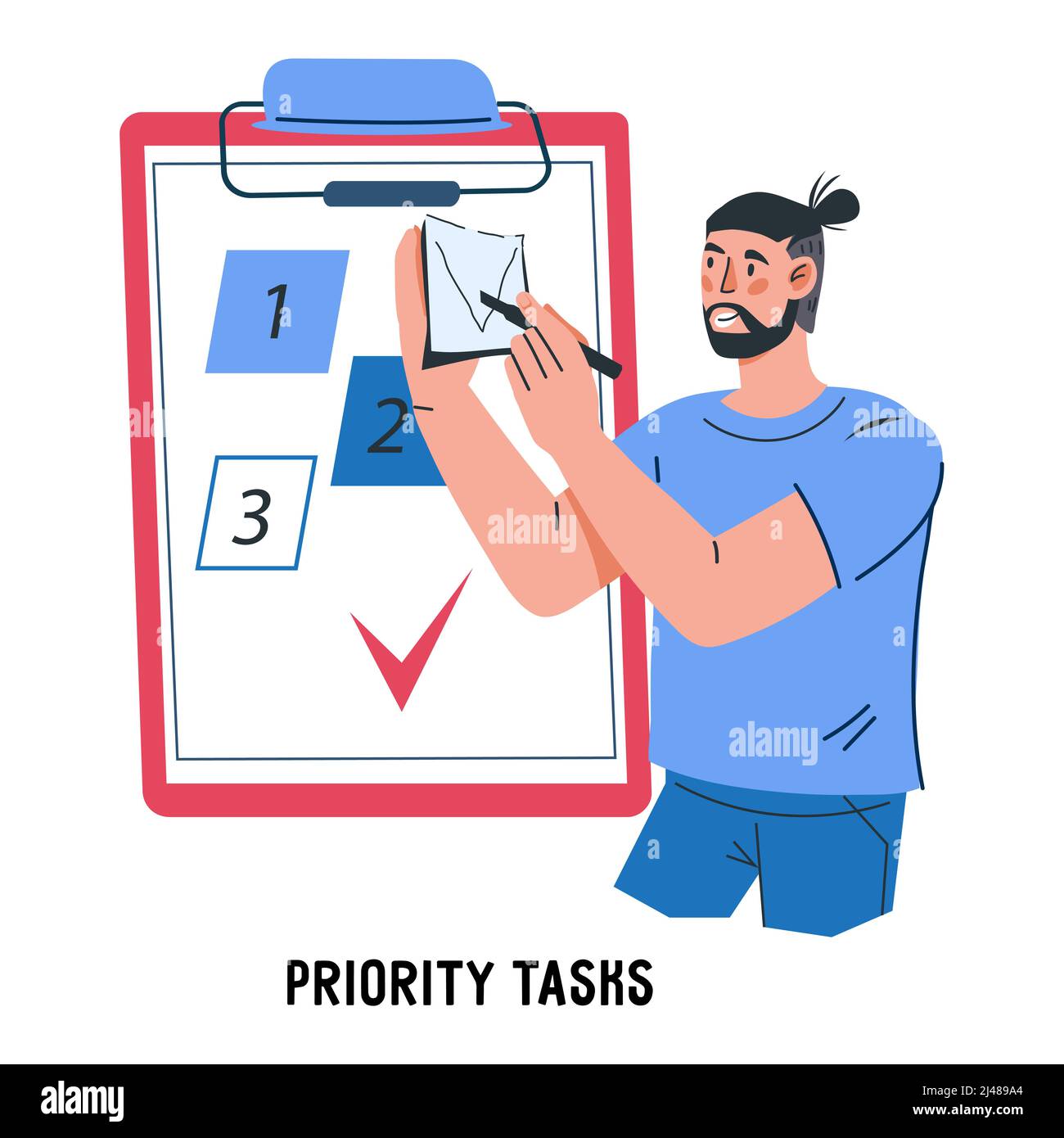 Businessman effectively organizes the workflow and tasks priority, flat ...