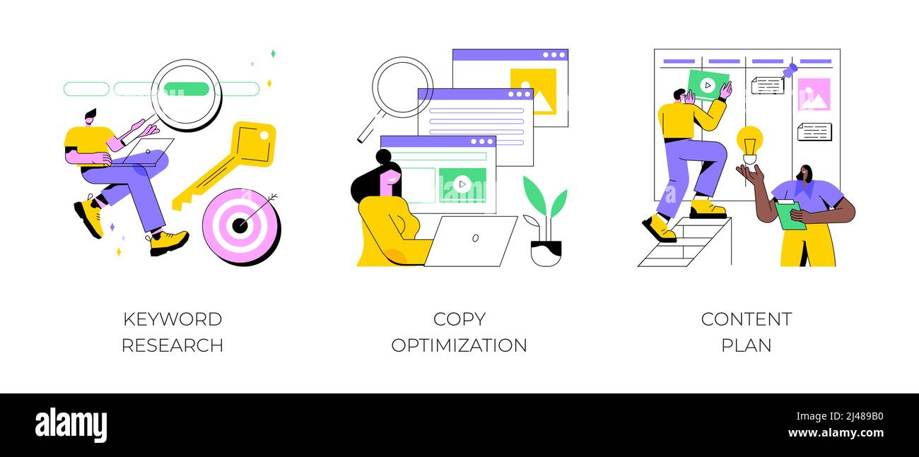 Professional SEO services abstract concept vector illustration set ...